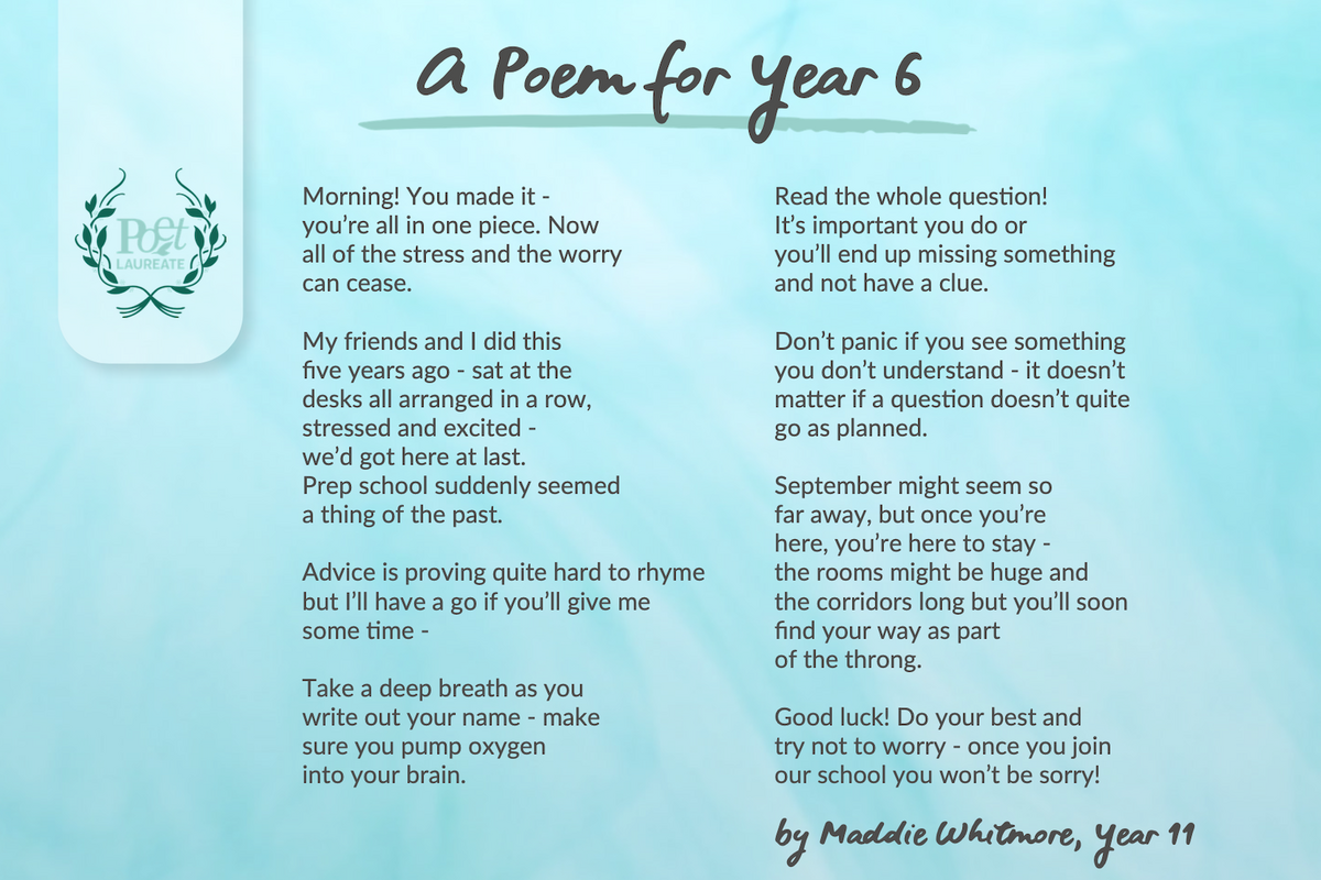 A Poem for Year 6 from RHS Poet Laureate - Royal High School Bath