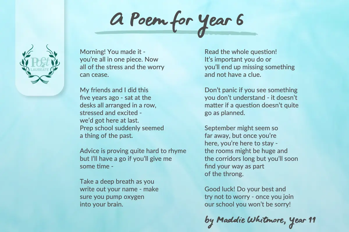 A Poem for Year 6 from RHS Poet Laureate - Royal High School Bath